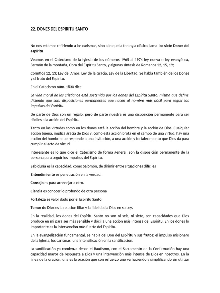 Dones del Espíritu Santo en la Fe | PDF | Gracia divina | Misticismo