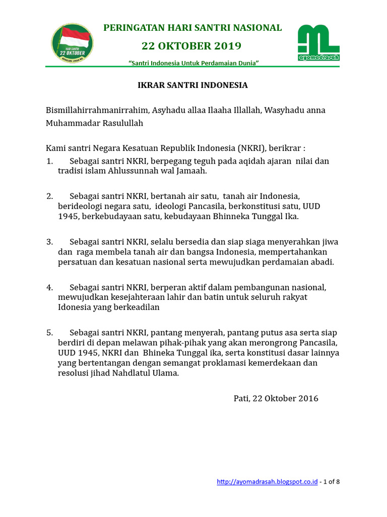 Tata Upacara-Ikrar-Santri-Dan-Teks-Resolusi-Jihad-Nu | PDF
