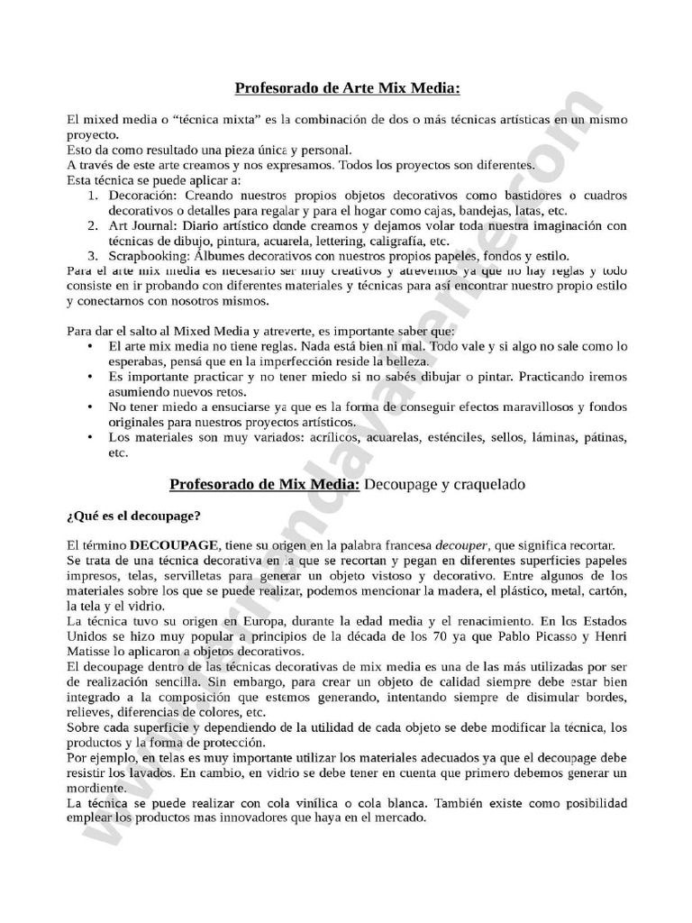 Definiciones de Craquelado Decoupage y Transferencia | PDF