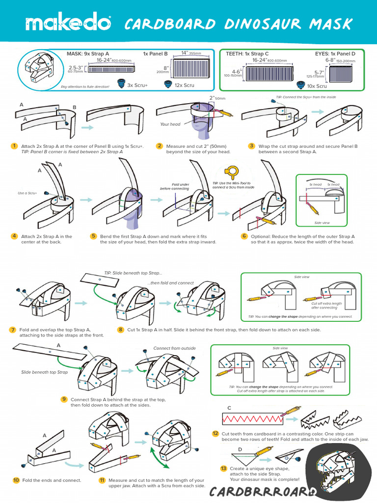 Makedo Dinosaur Mask Making Guide - Job Toys Japan - 202310 Compressed | PDF