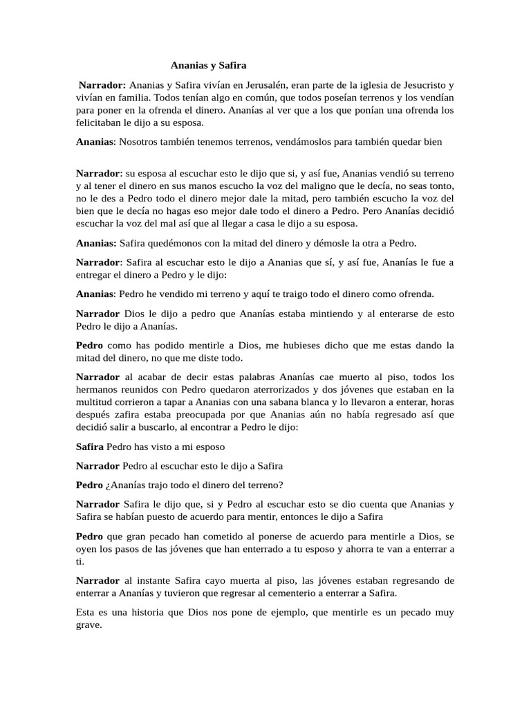 Ananias y Safira | PDF