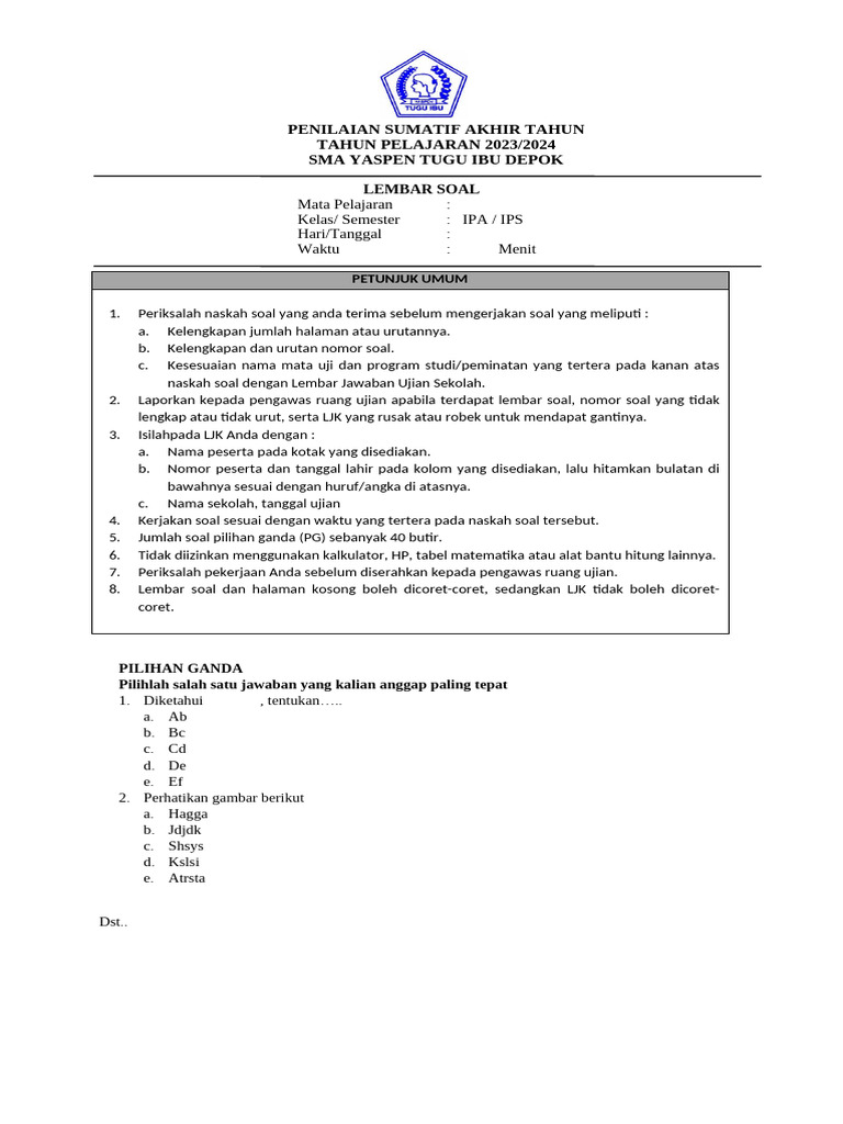 Format Naskah Psat | PDF