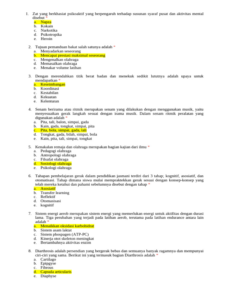 Soal UP Pjok Sudah Print | PDF