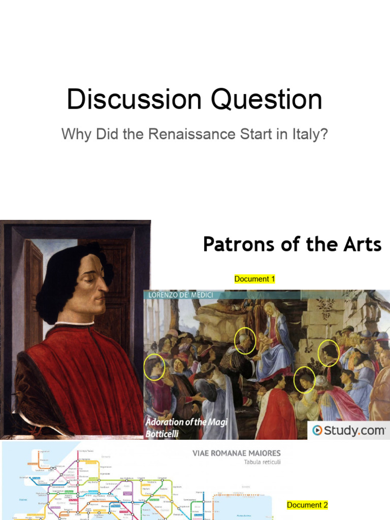 Why Did The Renaissance Start in Italy - Discussion Question Documents ...