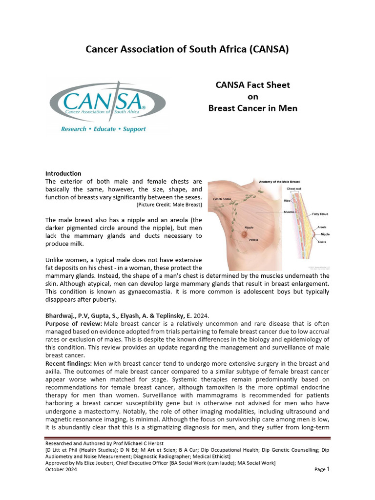 Male Breast Cancer Overview and Insights | PDF | Biopsy | Breast Cancer