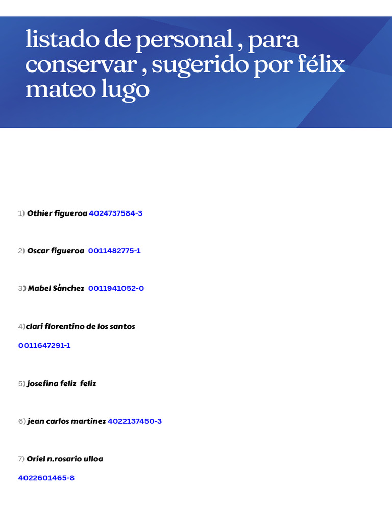 Listado de Personal, para Conservar, Sugerido Por Félix Mateo Lugo | PDF