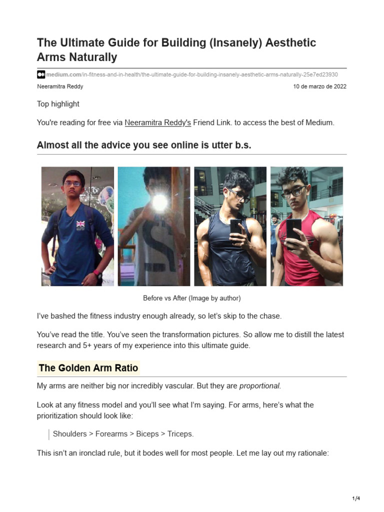 The Ultimate Guide For Building Insanely Aesthetic Arms Naturally | PDF ...