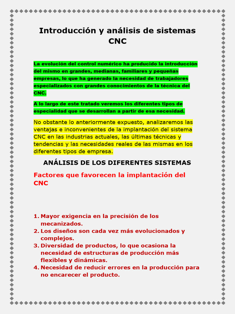 Introducción y Análisis de Sistemas CNC | PDF | Control numerico | Ingeniería