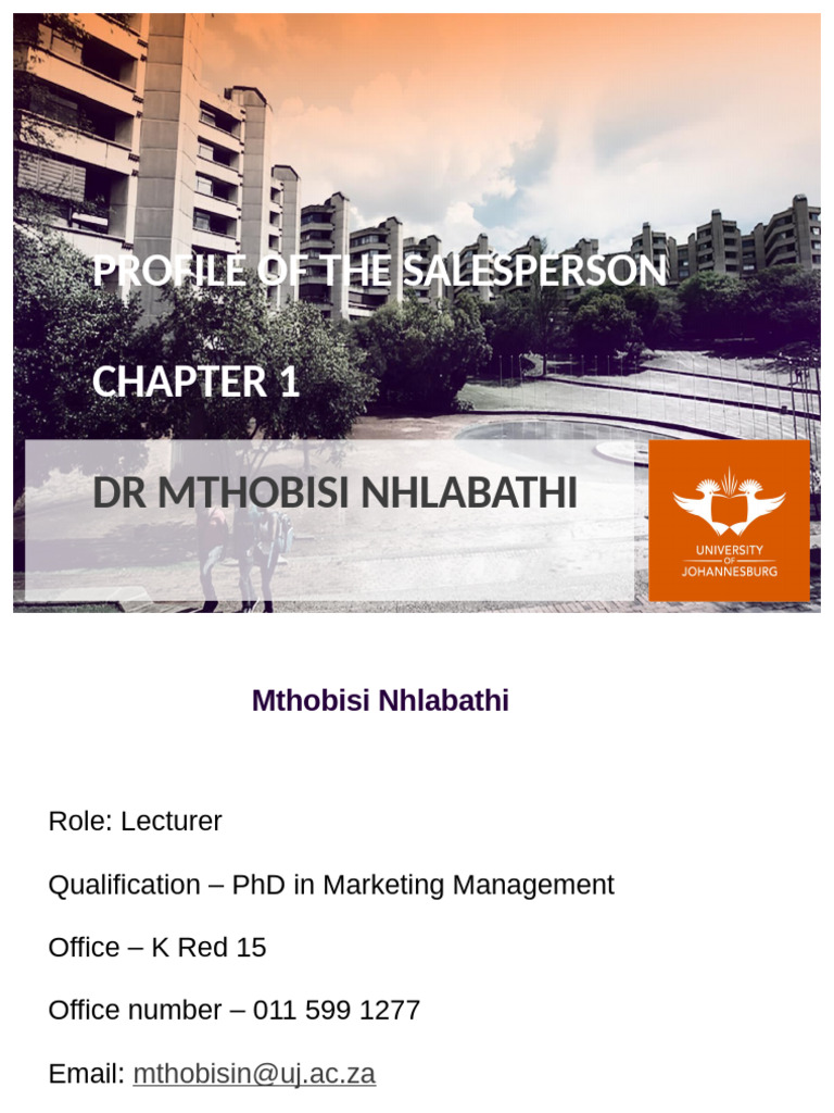 Personal Selling - PowerPoint - Chapter 1 - Profile of The Salesperson 2 | PDF | Sales | Marketing