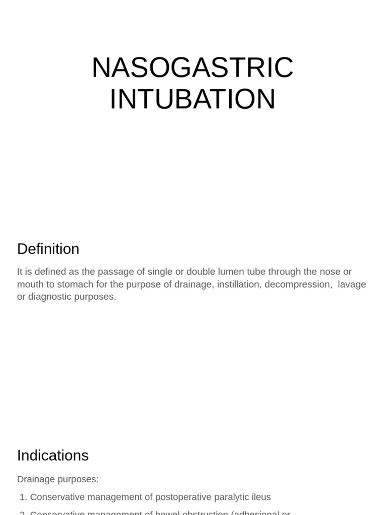 Nasogastric Intubation | PDF | Medical Specialties | Clinical Medicine