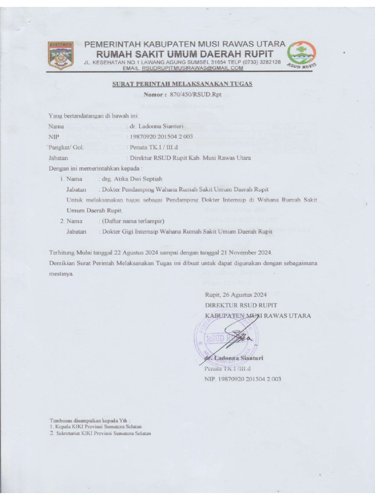 SPMT Rsud Rupit Tanggal 22 Agustus 2024 - 21 November 2024 | PDF