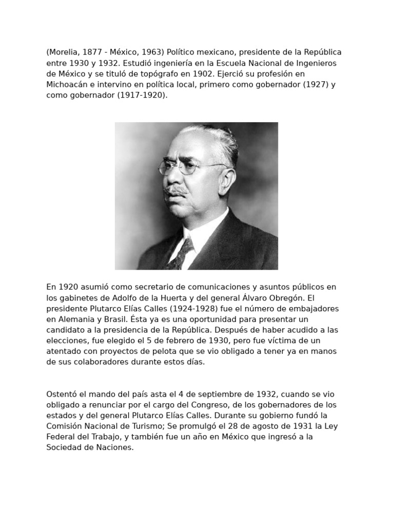 Biografía de Ortiz Rubio: Presidente Mexicano | PDF | Política