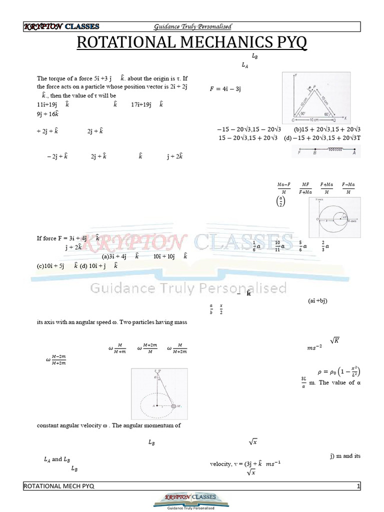 Rotational Mechanics Pyq 2023 | PDF | Rotation Around A Fixed Axis | Torque