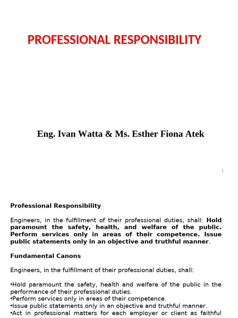Proffesional Resposibility PDF | PDF | Risk | Occupational Safety And ...