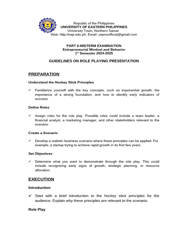 Midterm Exam Role Play Guidelines | PDF | Creativity | Learning
