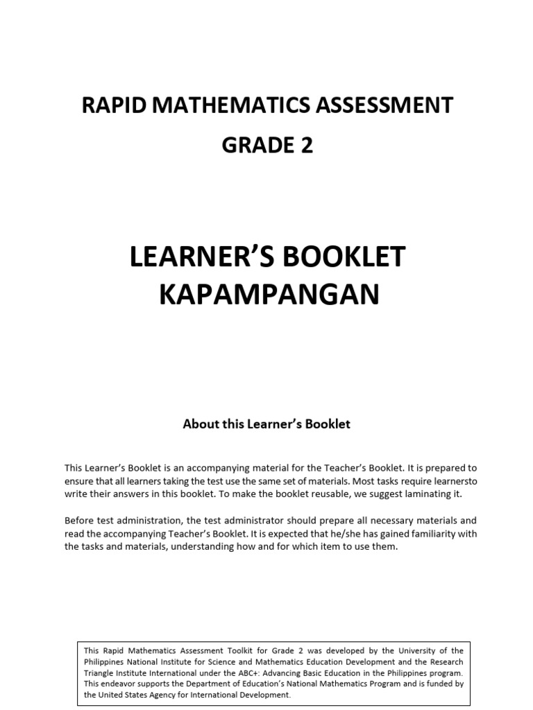 Grade 2 Rapid Math Assessment Tool | PDF | Mathematics