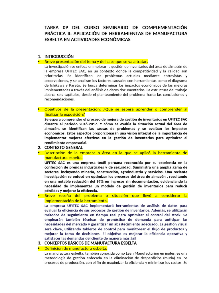 Tarea 09 | PDF | Lean Manufacturing | Business