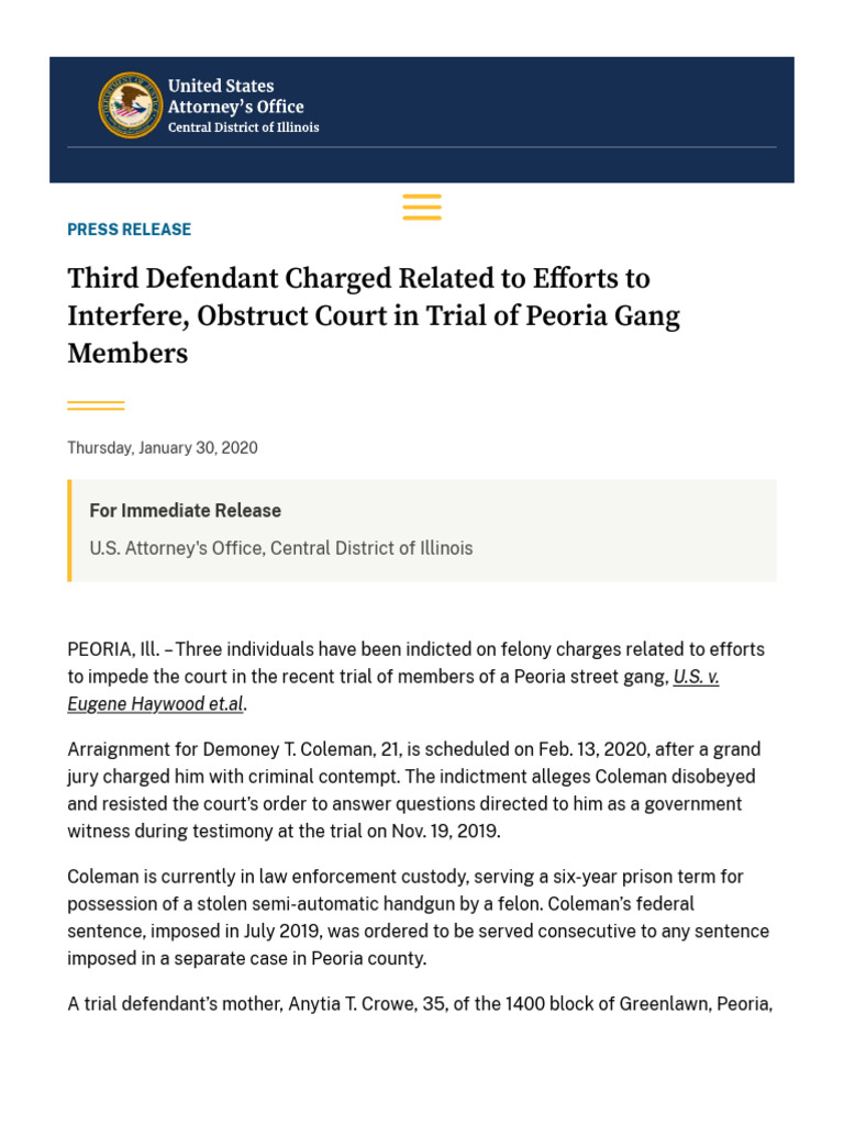 Third Defendant Charged in Peoria Case | PDF | Perjury | Indictment