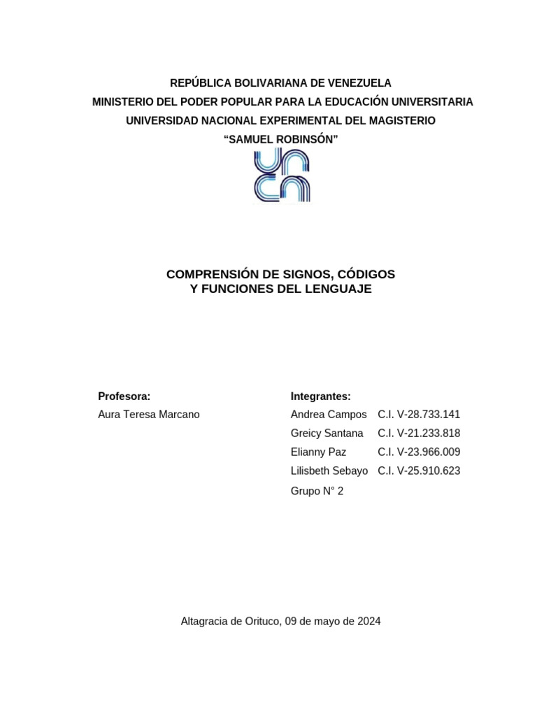 Comprensión de signos, códigos y funciones del lenguaje | PDF ...