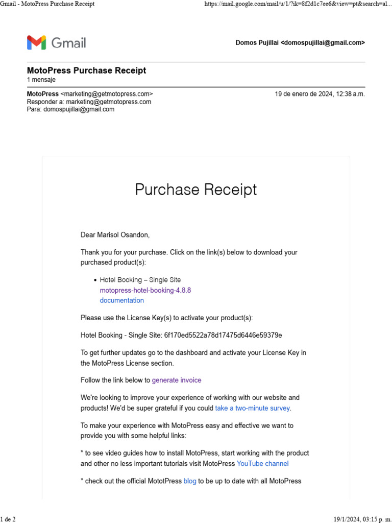 Gmail - MotoPress Purchase Receipt | PDF | Receipt | World Wide Web
