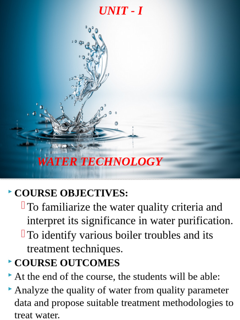 Water Technology: Quality & Treatment Methods | PDF | Chlorine | Osmosis