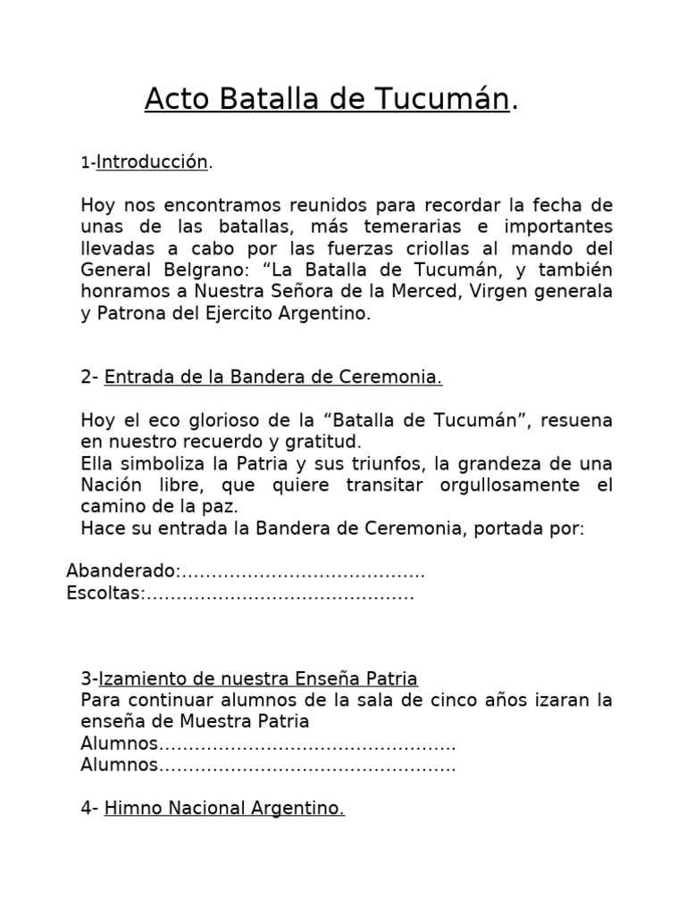 Acto de La Batalla de Tucuman | PDF | Conflictos del segundo milenio