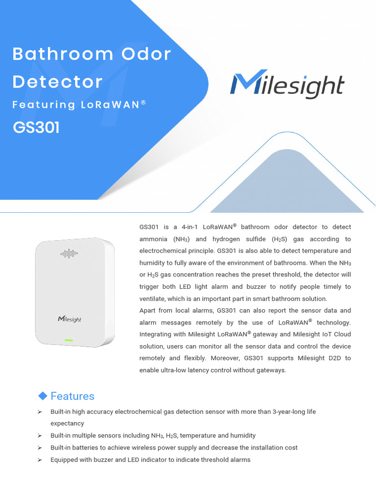 GS301 Bathroom Odor Detector | PDF | Internet Of Things | Ammonia