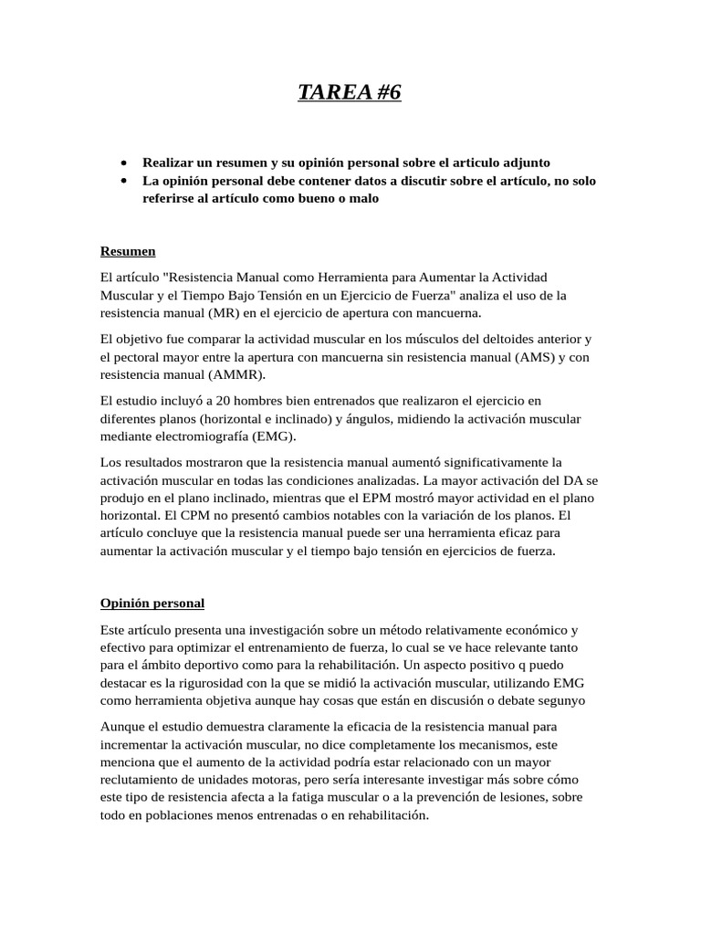 TAREA6 | PDF | Electromiografia | Herramientas