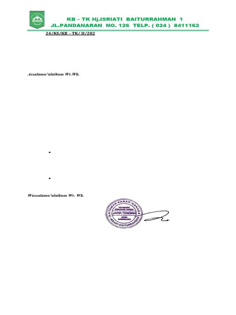 Surat KB - Pemberitahuan SUB PIN 2 | PDF