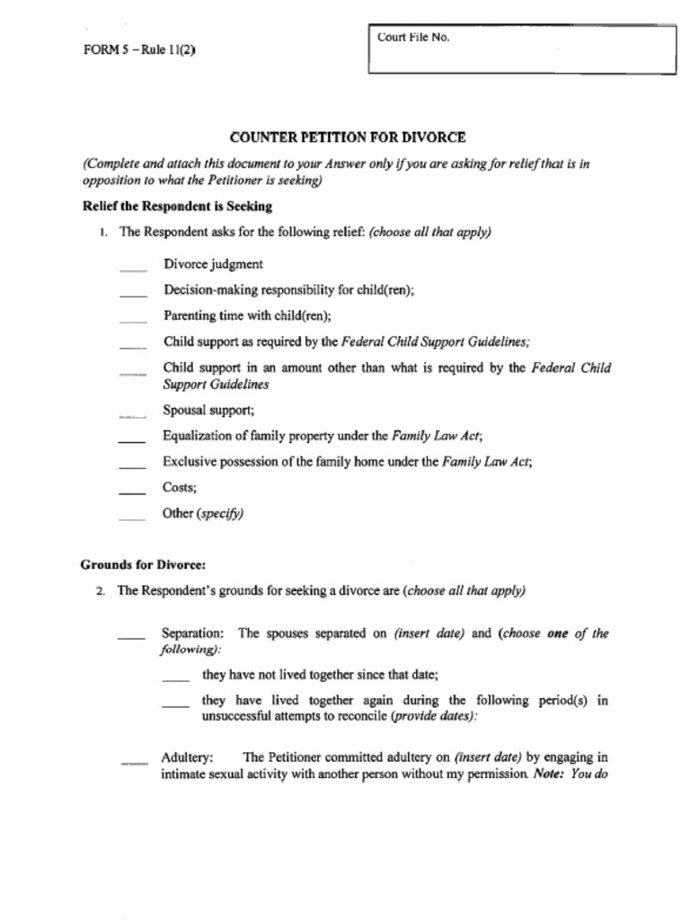 4-Counter Petition for Divorce | PDF
