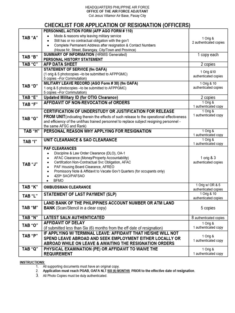 1.3 Checklist For Resignation - Officers - 0 | PDF
