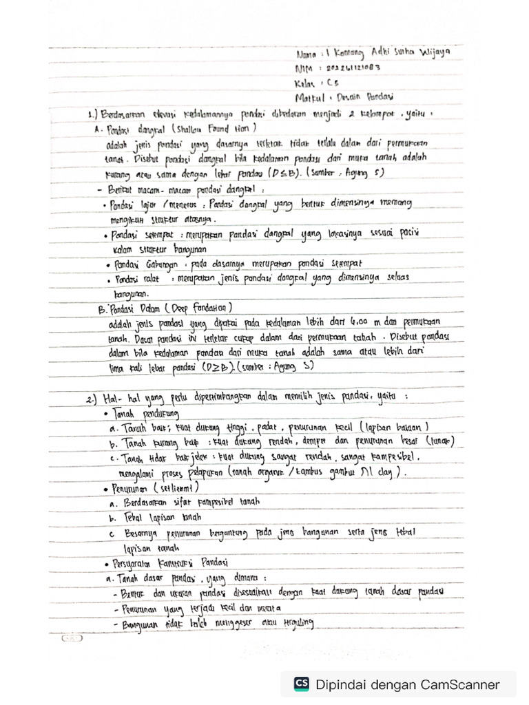 TUGAS DESAIN PONDASI_083_I KOMANG ADHI SUTHA WIJAYA_C3 | PDF