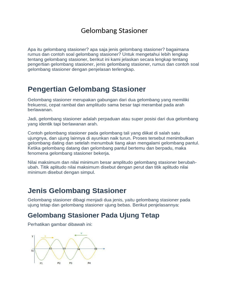 Gelombang Stasioner: Pengertian dan Rumus | PDF