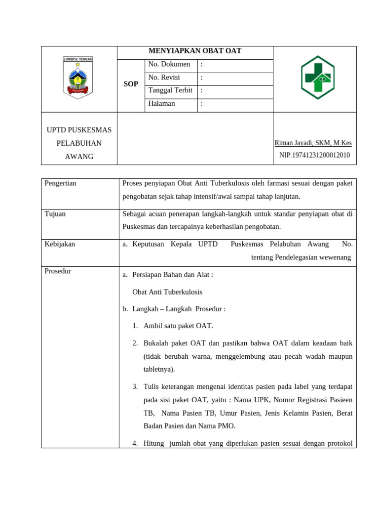 4414 Sop-Menyiapkan-Obat-Oat | PDF