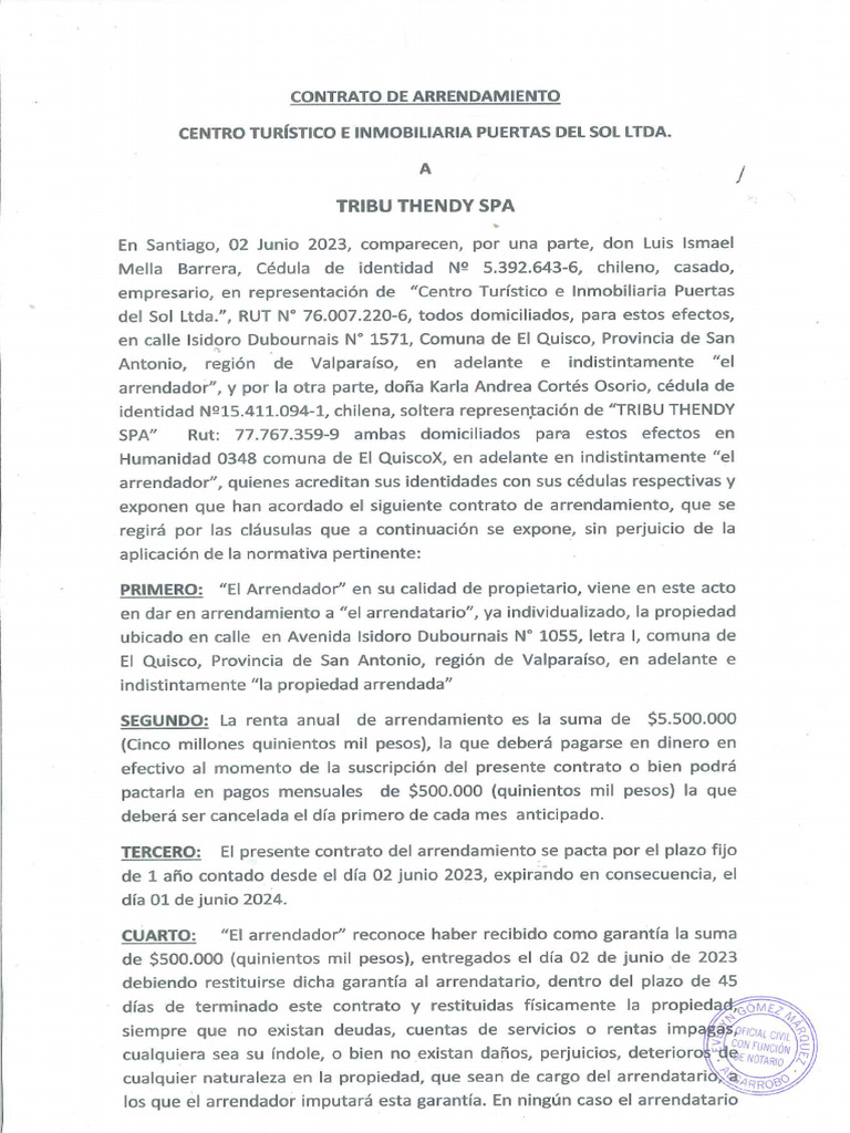 CONTRATO ARRIENDO | PDF