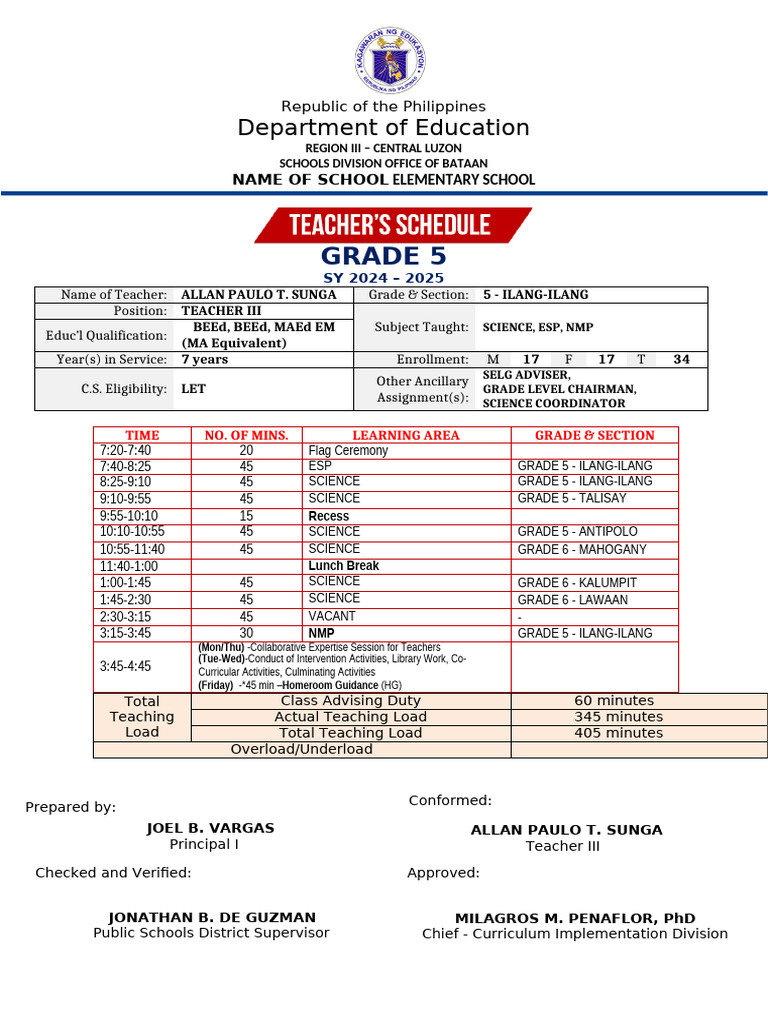 GRADE 5 AND 6 MATATAG-Teachers-Program-Grades-3-6-SY-2024-2025 | PDF ...