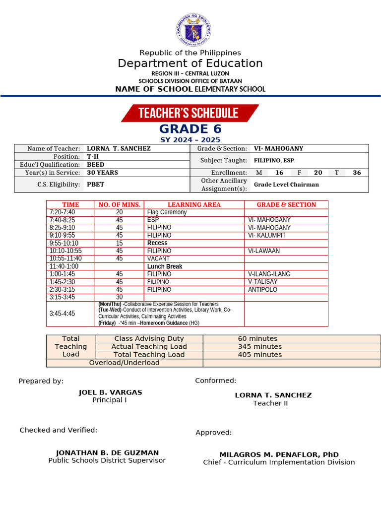 MATATAG-Teachers-Program-Gradde 6-SY-2024-2025 | PDF | Educational Institutions | Schools