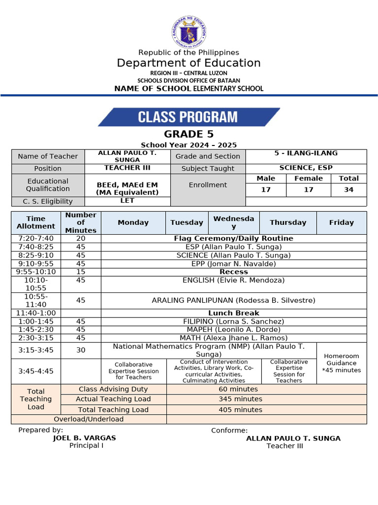Matatag Class Program Sy 2024 2025 New | PDF | Schools