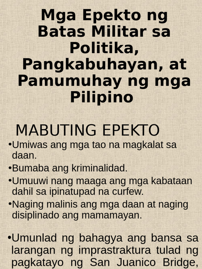 Mga Epekto NG Batas Militar Sa Politika | PDF