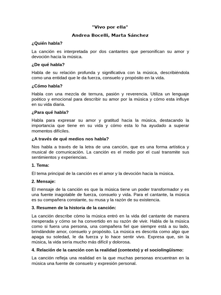 Vivo Por Ella | PDF | Canciones | Amor