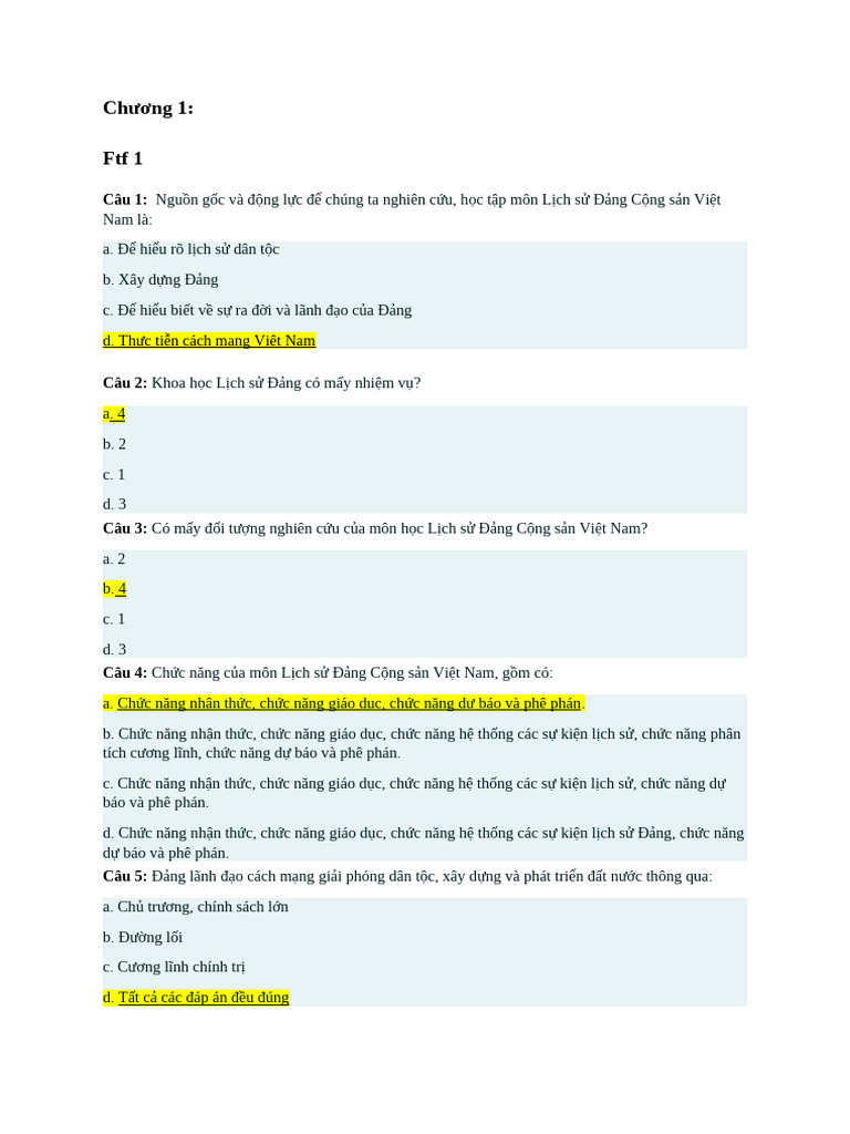 Chương 1: Ftf 1: Thực tiễn cách mạng Việt Nam | PDF