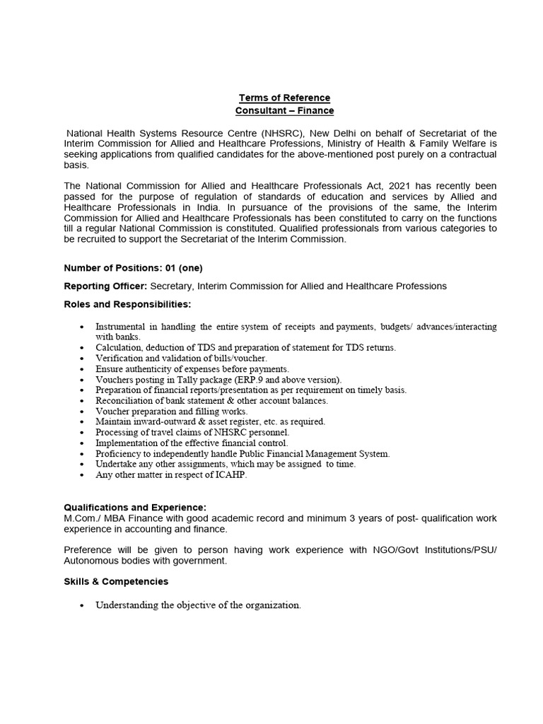 Final TOR- Finance | PDF | Banks | Business