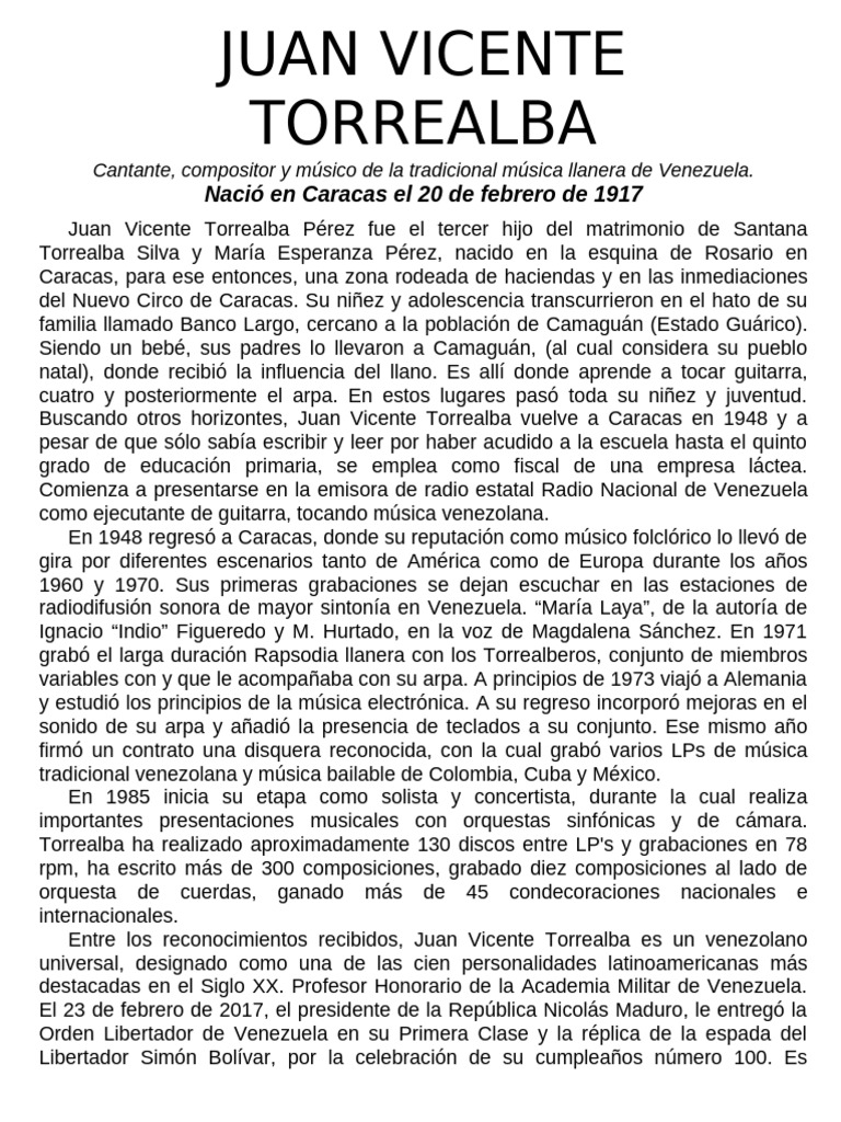 Juan Vicente Torrealba | PDF