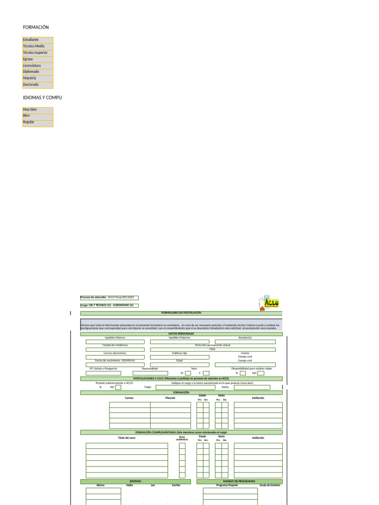 Formulario de Postulación | PDF
