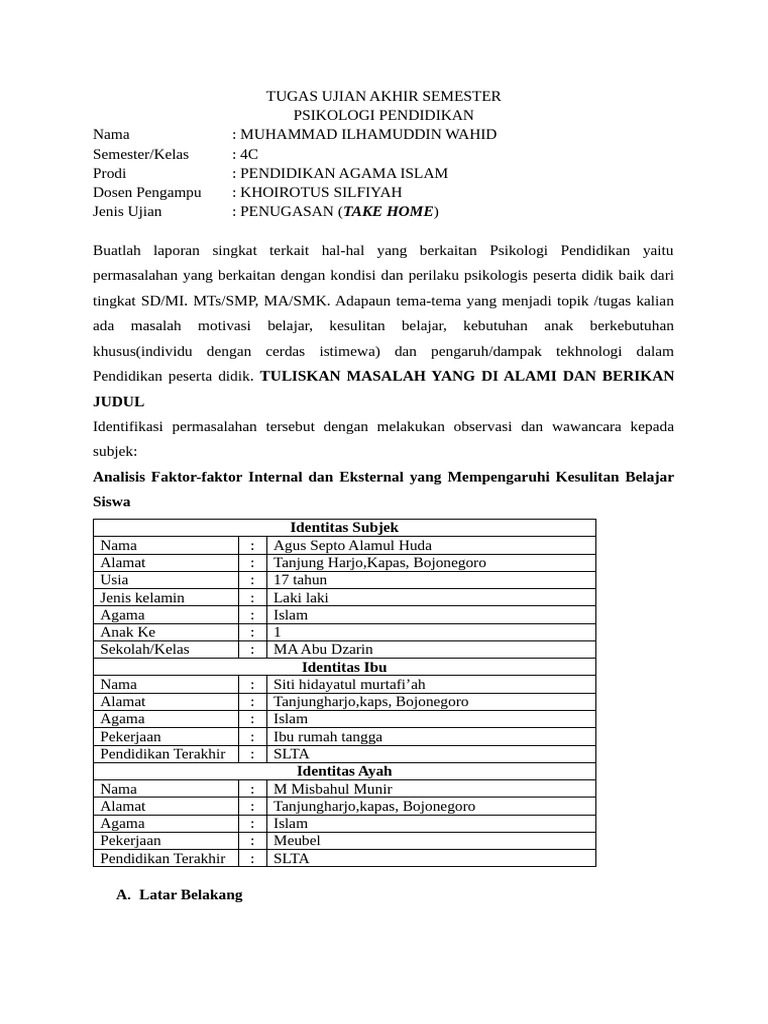 Muhammad Ilhamuddin Wahid PSi Pendidikan | PDF | Karier & Perkembangan