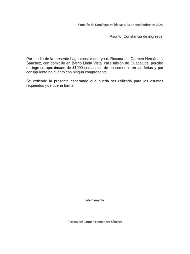 Constancia De Ingresos Pdf