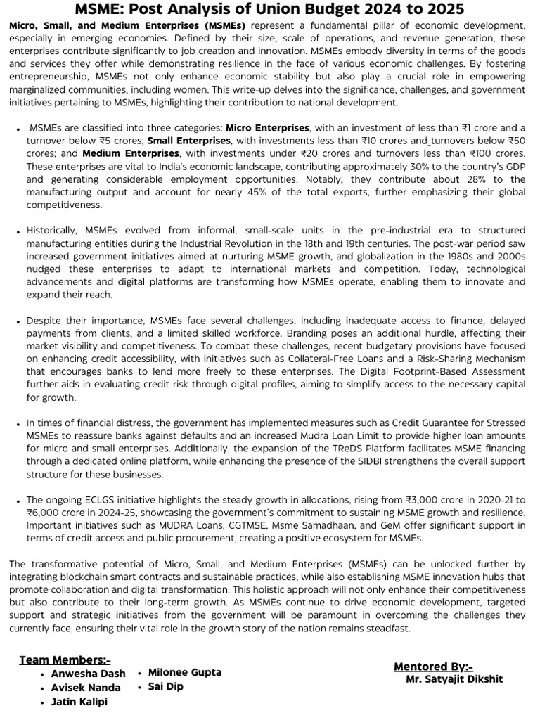 Abstract of MSME | PDF | Small And Medium Sized Enterprises | Business