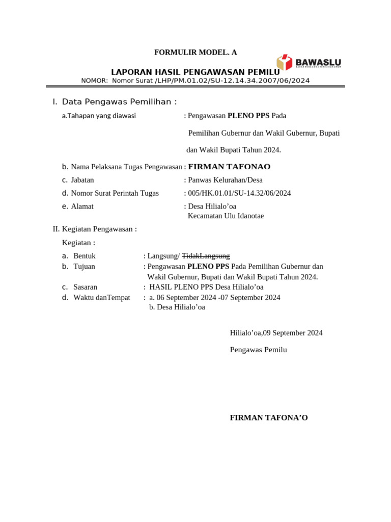 Formulir Model | PDF