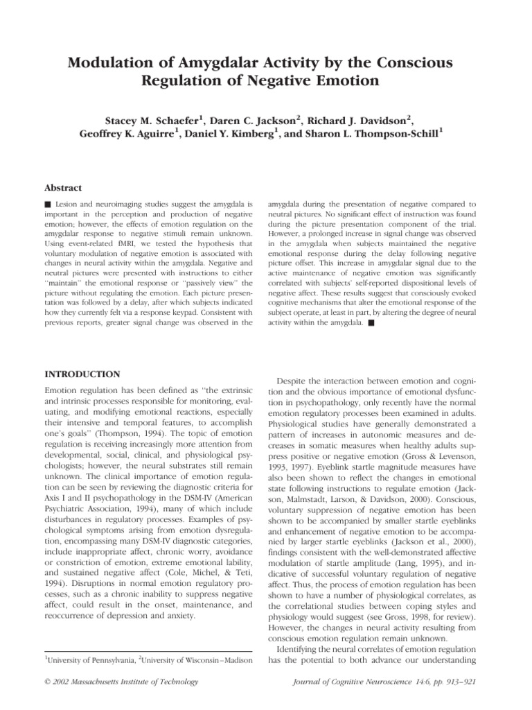Schaefer2002 Modulation of Amygdalar Activity by The Conscious ...