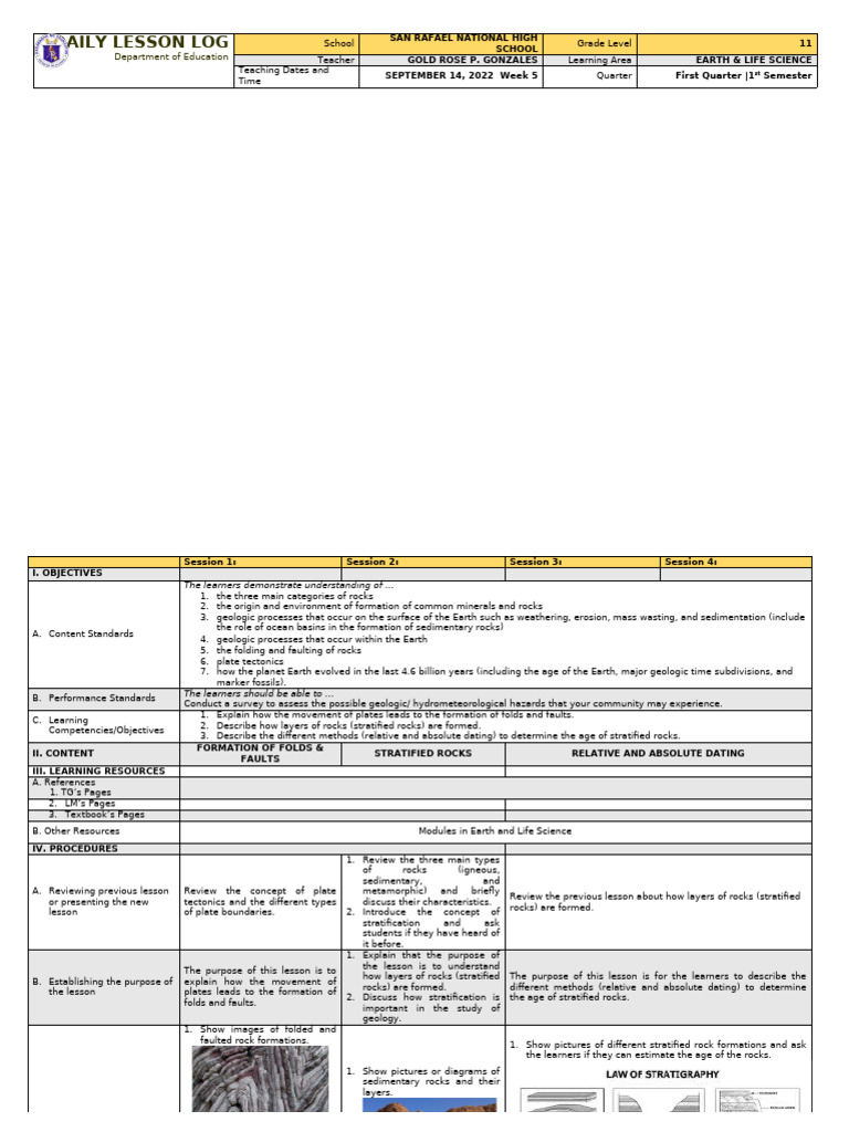 DLL Els Quarter 1 Week 5 | PDF | Geology | Rock (Geology)